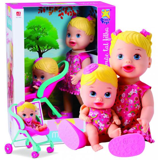 Boneca My Little Collection Tal Mãe Tal Filha com Carrinho - Divertoys ...