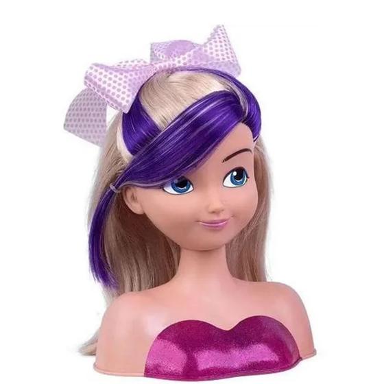 Boneca Nancy Hair Cabelo Roxo Busto Para Pentear E Maquiar Super Toys ...