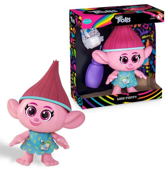 Boneca Poppy Dreamworks Trolls mamadeira e fralda 21cm - PUPEE ...