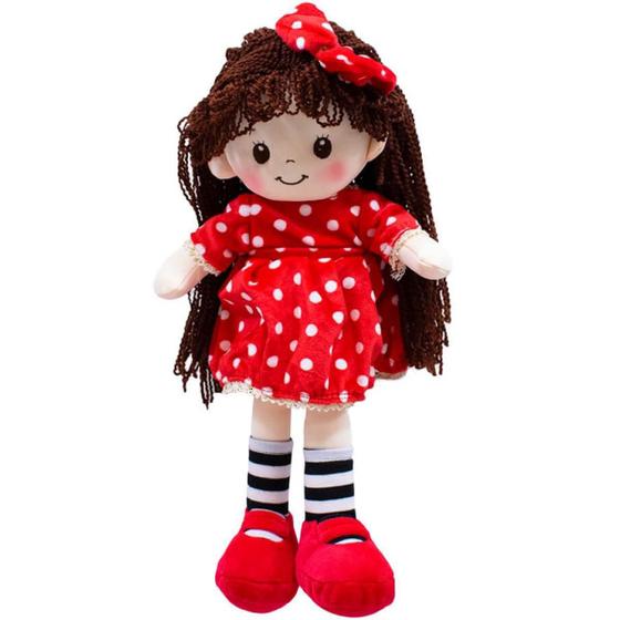 Boneca Vestido Vermelho Cabelo Cacheado 38Cm - Fofy Toys - Bonecas ...