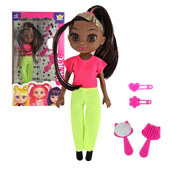 Boneca Violet Negra 30cm com Acessórios como Pente Espelho e ...