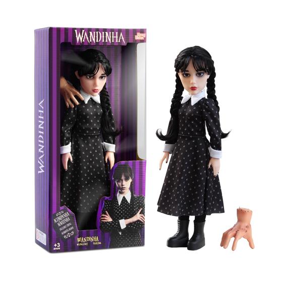 Boneca Wandinha Addams Original Netflix Acompanha Mãozinha 46 cm de ...