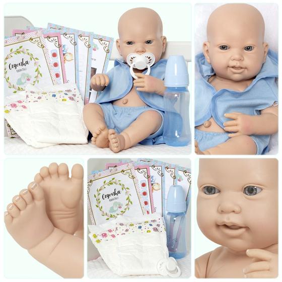 Boneco Bebe Reborn Menino Luca 43cm Corpo de Silicone Careca - Cegonha ...