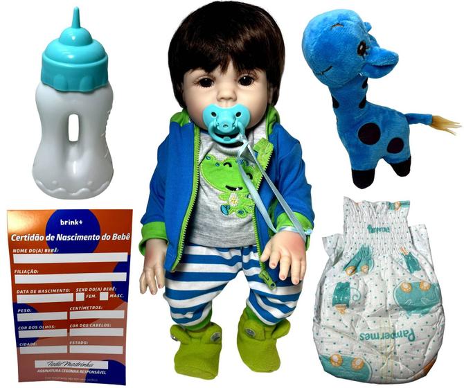 Boneco Bebê Reborn Real Realista Menino Fred Recém Nascido Com Cabelo E Acessórios - Corpo Muito ...