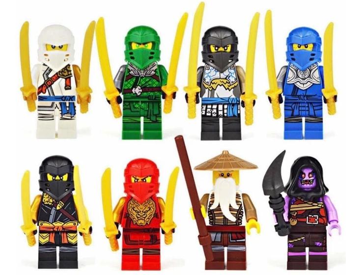 Boneco Blocos De Montar Kit Ninjago Lloyd Jay Kai Nya Zane - Mega Block ...