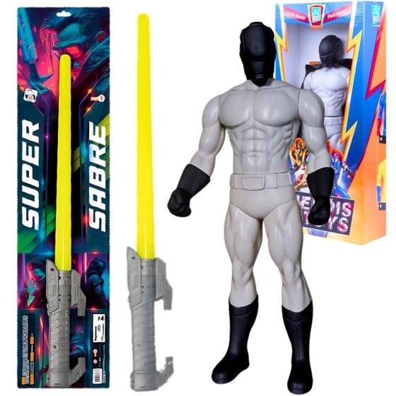 Boneco Combate Infantil Articulado E Super Sabre Colorido Crianças ...
