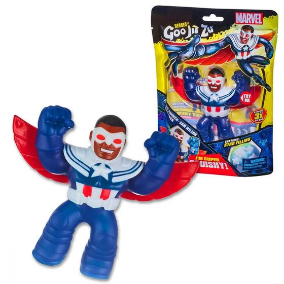 Boneco Heroi Estica Capitao America Sam Wilson Goo Jit Zu Marvel Sunny ...