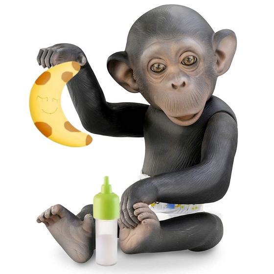 Boneco Little Caco Macaco c/ Fralda Mamadeira e Banana Preto - Omg Kids ...
