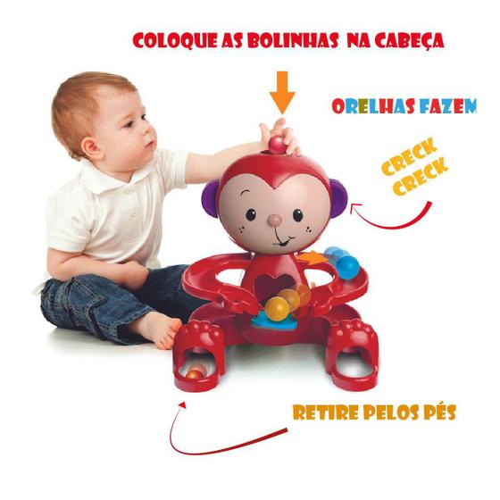 Boneco Macaco Zuquinha Educativo Escorrega Bolinhas - Elka - Bonecas ...