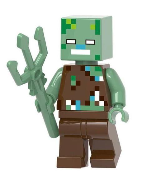 Boneco Minifigure Blocos De Montar Drowned Minecraft - Mega Block Toys ...