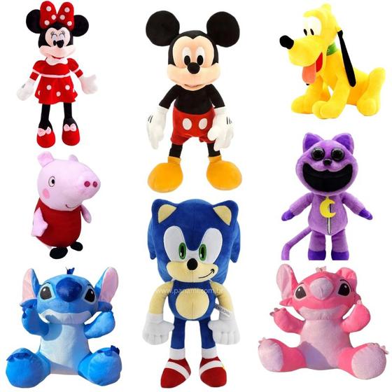 Boneco Pelucia GRANDE - Stitch Sonic Peppa Pig Mickey Minnie Pluto ...