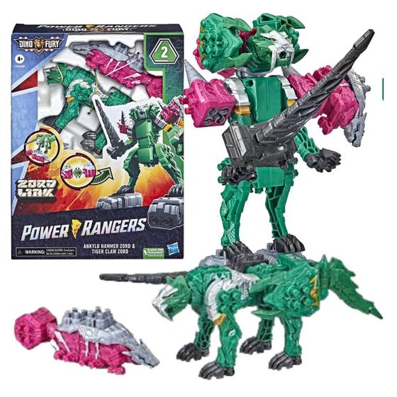 Boneco Power Rangers Dino Fury Zord Ankylo, Hammer Rosa e Zord Tiger ...