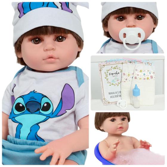 Boneco Reborn Fofo Olho Azul 100% Vinil Carequinha + Itens - Cegonha ...