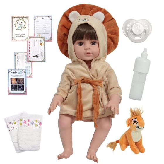 Boneco Reborn Masculino Articulado Roupão Leãozinho Fofo - Cegonha ...