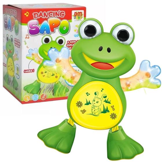 Boneco Sapo Dançante Anda Mexe Luz Som Musical Canta 20cm - DM Toys ...