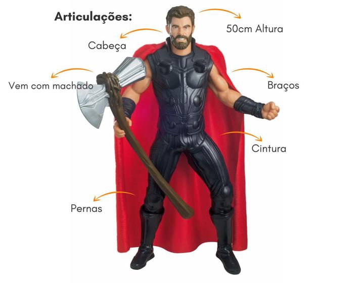 Boneco Thor End Game Vingadores Marvel 50Cm Gigante Presente Brinquedo ...