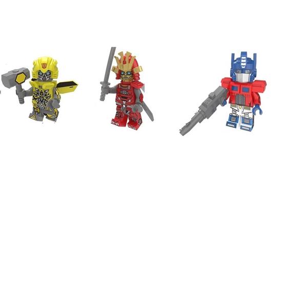 Boneco Transformers Optimus Prime, Samurai, Bumblebee Bloco de Montar ...