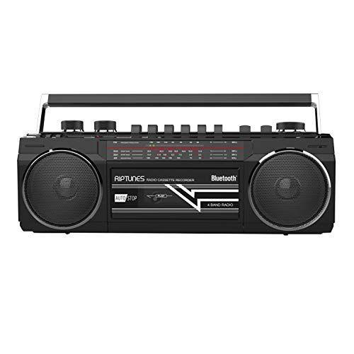 Boombox Retro Bluetooth, Gravação de Fita, Rádio AM/FM/SW1/SW2, USB, SD ...