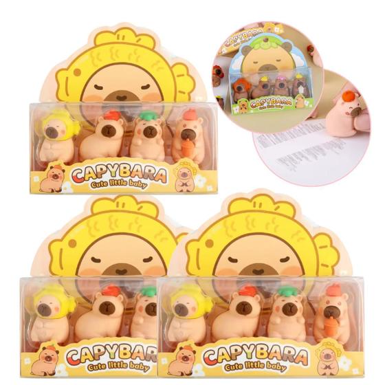 Borrachas Mini Capivara Fofas Kit Com 12 Unidades Coloridas - Borrachas ...