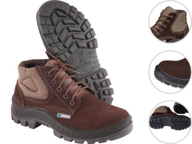 Bota Botina Marluvas Nubuck 50B26 CB-NUB Marrom de Couro e Bico PVC ...