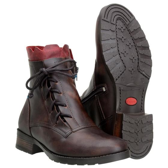 Bota Coturno Feminina Couro Solado Tratorado Cadarço Macia - Capelli ...