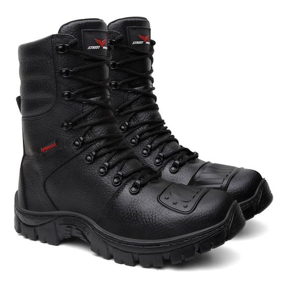 Bota coturno masculino em couro de segurança adventure cano alto ...