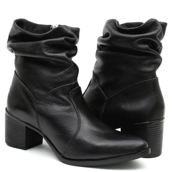 Bota Feminina Bico Fino Salto Bloco em Couro - Sandia Camillo - Bota ...