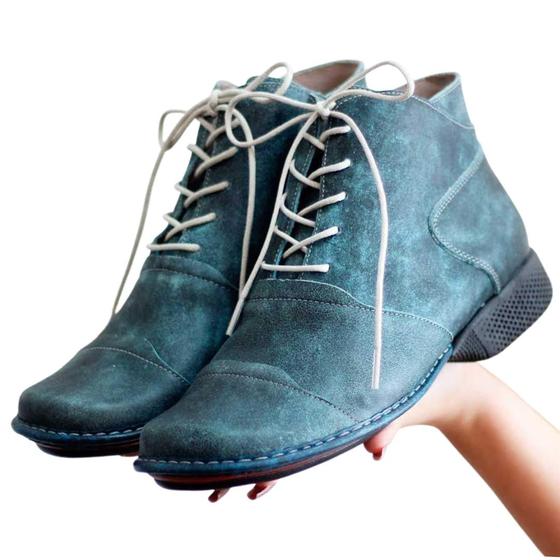 Bota Feminina J Gean Cano Curto Retrô Vintage Em Couro Confortável ...