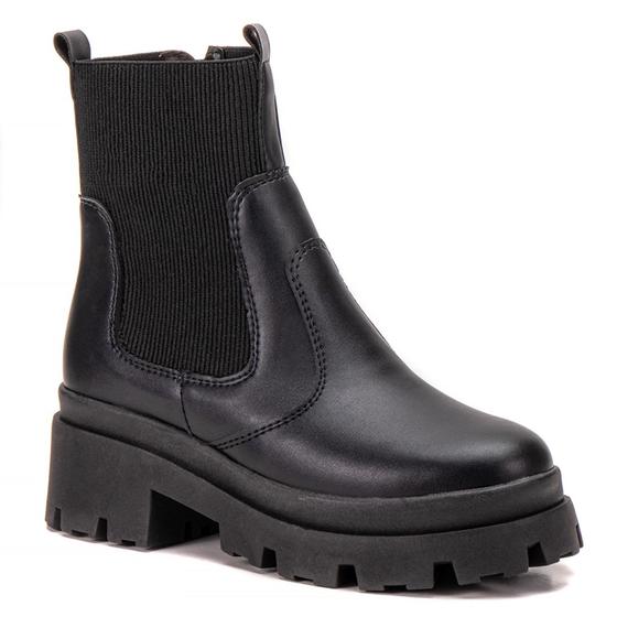 Bota Feminina Tratorada Com Elástico e Ziper Casual Cano Médio (Th1003 ...