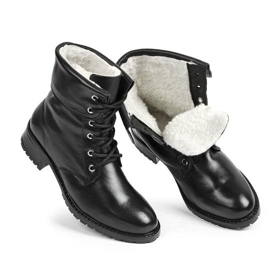 Bota Forrada Com Lã Feminina Para Neve E Impermeável Oslo - Turim Preta ...