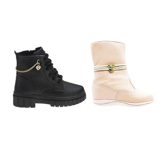Bota Infantil de Menina Feminina - Kit 2 Pares Tam 20 ao 34 ...