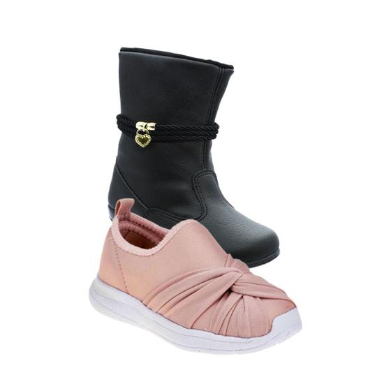 Bota Menina e Sapato Infantil - KIT 2 PARES Tam 23 ao 34 - sapatinhos ...
