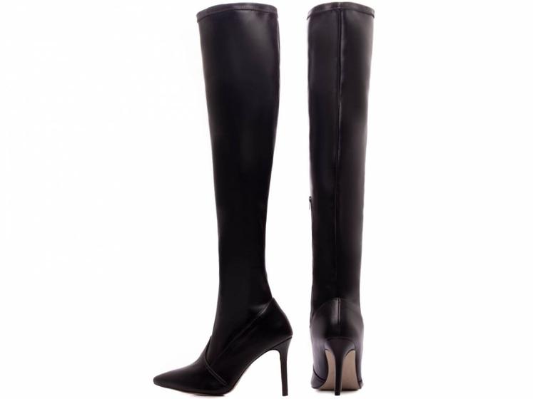 Bota Over Preta Cano Alto Bico Salto Fino Feminina Stretch - Torricella ...