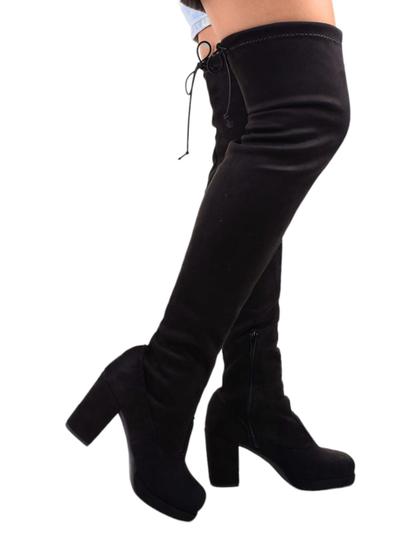 Bota Over The Knee Cano Longo Salto Plataforma Sob Meia Pata - Zadori ...