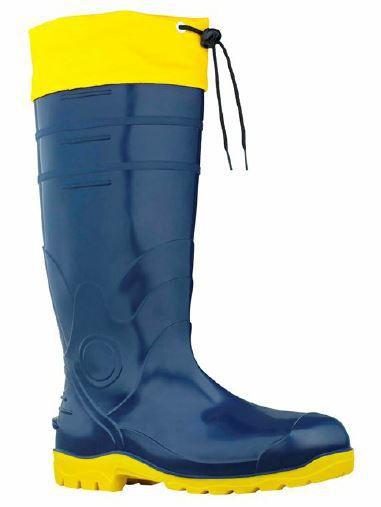 Bota PVC 85BPL600PL Azul Cano Longo Sola Amarela c/Polaina Bracol ...