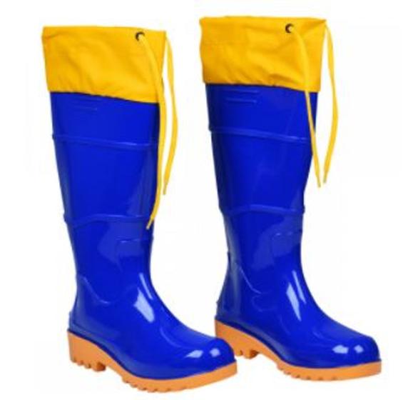 Bota pvc azul/amarela cano longo com polaina worker - Bota de Segurança ...