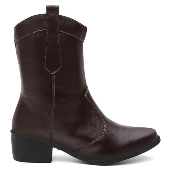 Bota Texana Feminina Marrom Lisa Moderna Super Tendencia - NJ Produtos - Bota Feminina ...