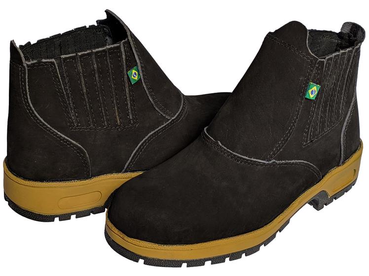 Bota Trabalho Segurança Botina Em Couro Resistente Sapato Elástico ...