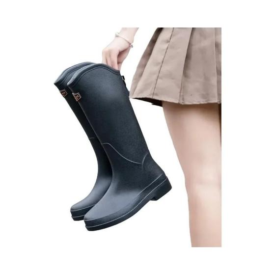 Botas De Chuva Femininas De Borracha Alta Antiderrapante Moda Clássico ...