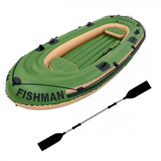 Bote Inflavel Fishman para 4 Pessoas Suporte Ate 380 Kg + Remos em ...