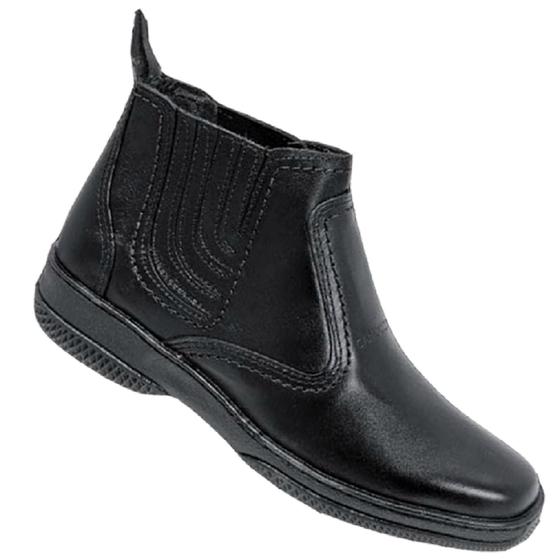 Botina Masculina Preta Couro Solado Costurado Bota Forte Cidade Campo ...