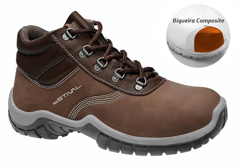 Botina Segurança Nobuck Marrom Bico Composite Estival WO10033S1 CA ...