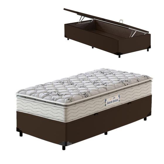Box Baú Solteiro King Marrom + Colchão Espuma D33 - Probel - Guarda ...