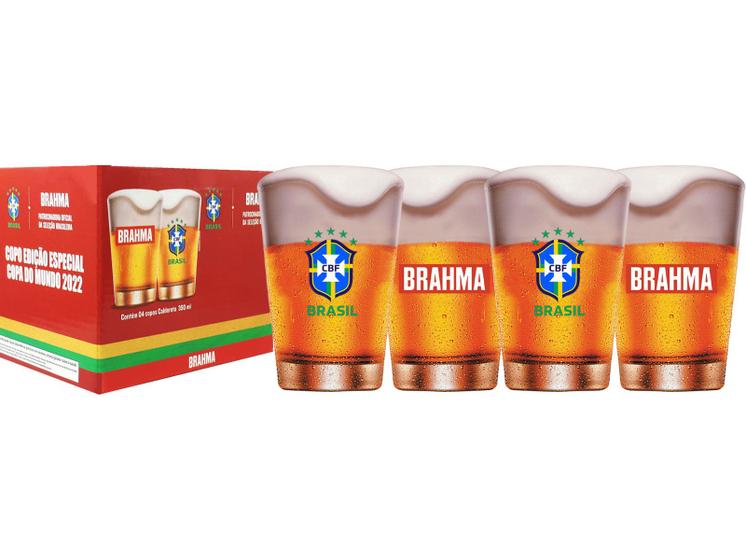 Box Com 4 Copos Licenciado Seleção Brasil Brahma Chopp 350ml ...