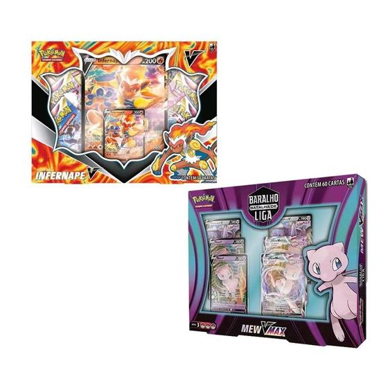 Box Pokemon Card Baralho Infernape +Batalha De Liga Mew Vmax - Copag ...