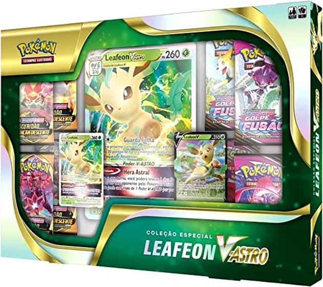 Box Pokémon Coleção Especial Leafeon V-Astro - Copag - Deck de Cartas ...