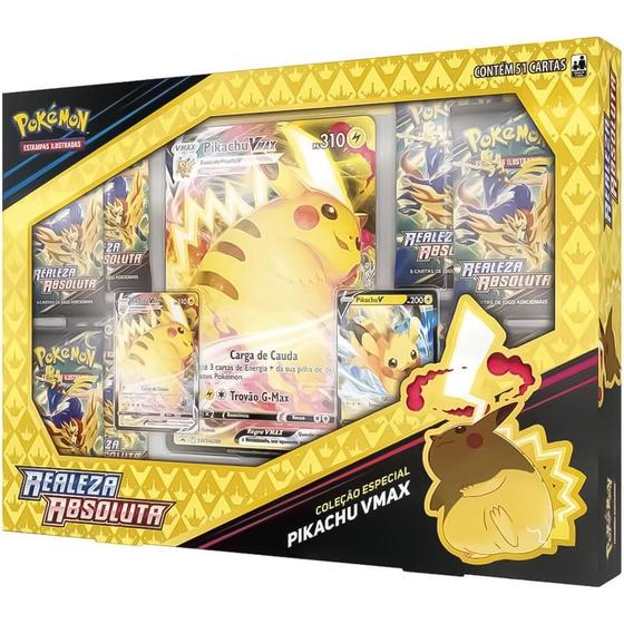 Box Pokémon Realeza Absoluta Coleção Especial Pikachu Vmax 51 Cartas ...