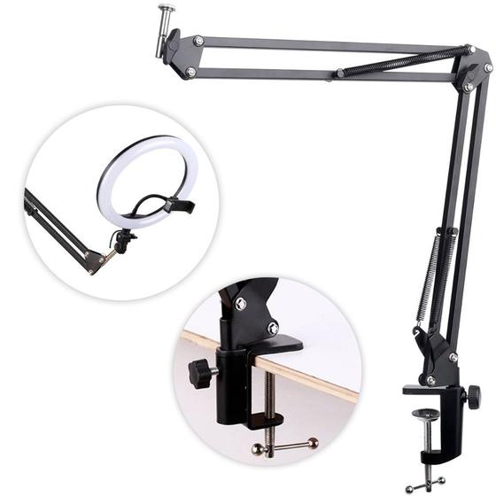 Braço Articulado Suporte Pedestal Para Ring Light Webcam Rosca 1/4 ...