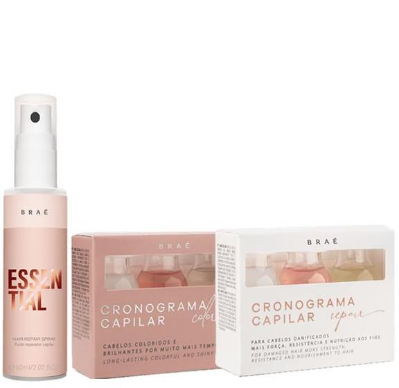 Braé Cronograma Capilar Ampola (Color e Repair) e MINI Essential 60ml ...