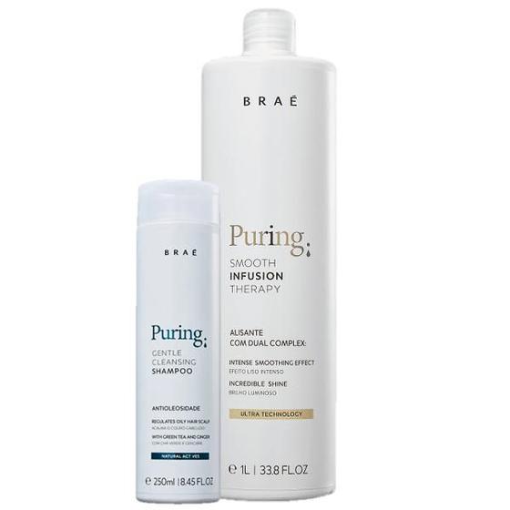 BRAE Puring Smooth Infusion Therapy Redutor de Volume 1L e Shampoo ...